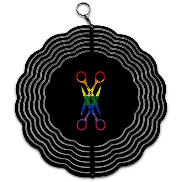 Design | Scissors Gay Pride Rainbow Lesbian Wind Spinner With Swivel ...